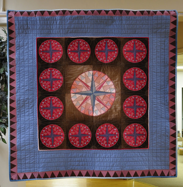 Whole Earth Quilt with Optional Sawtooth Border, GPS Quilt and Messeng ...